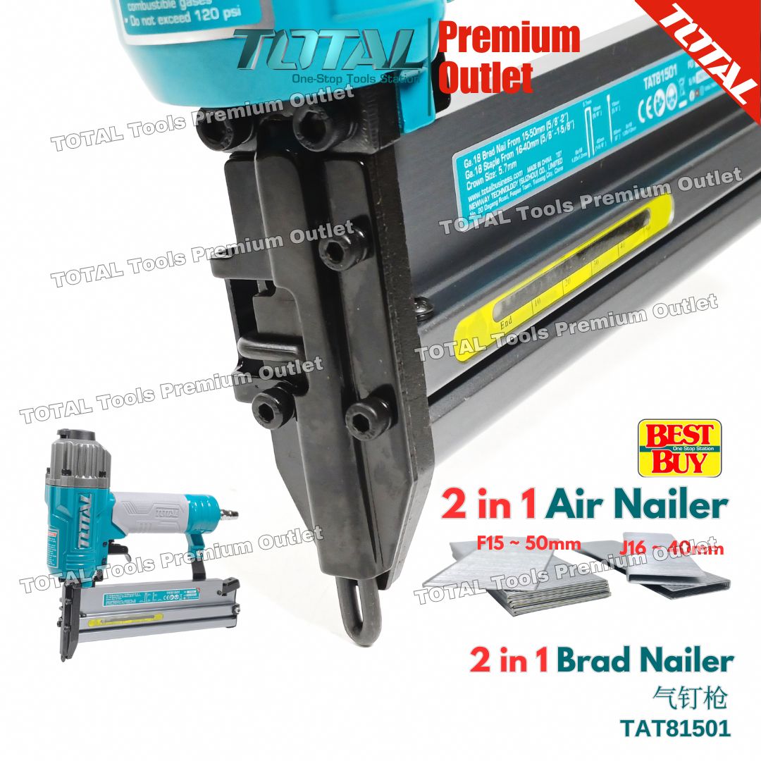 TOTAL 2 in 1 Pneumatic Air Nailer Gun /Air Nail Wood working DIY(F15 ...