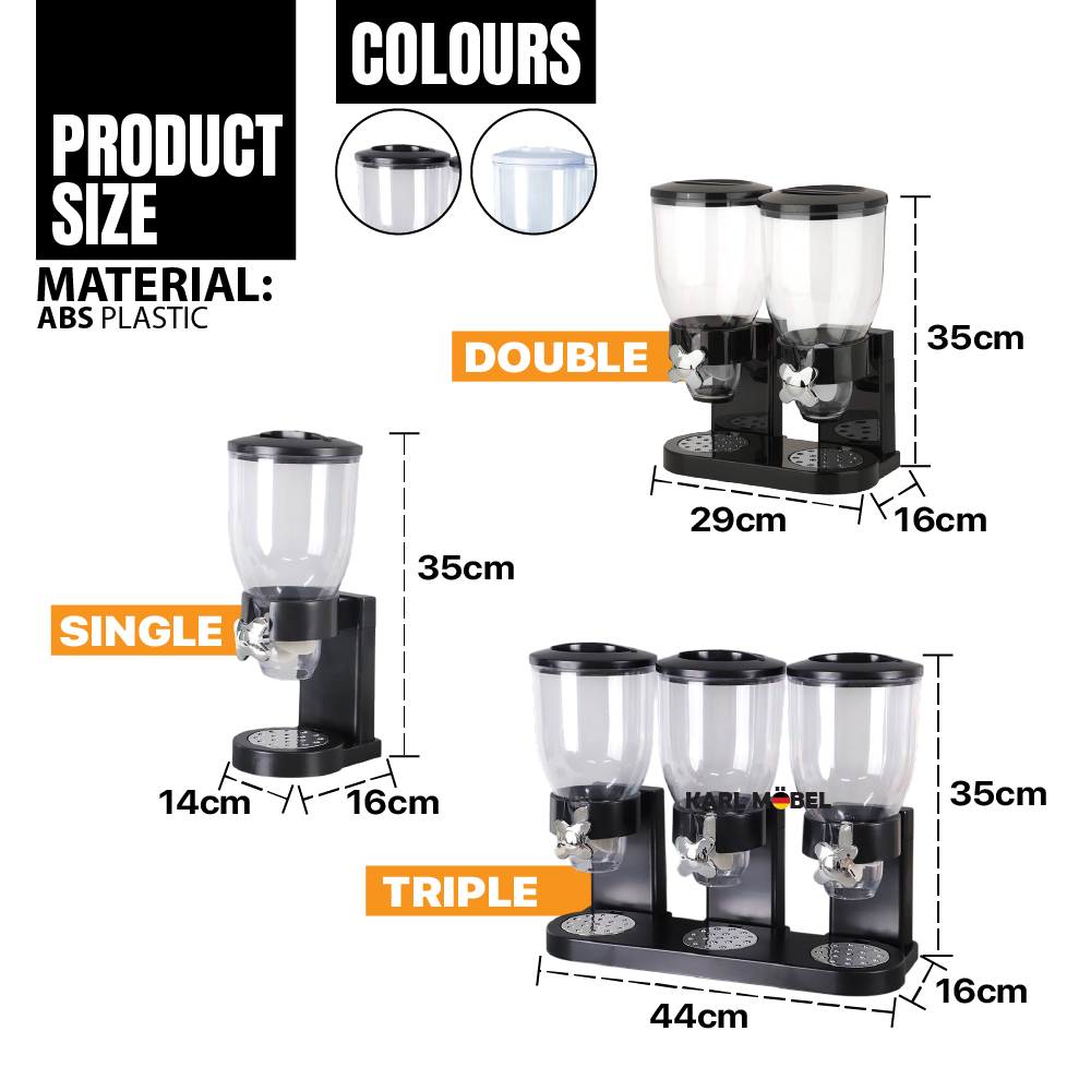 Cylinder Cereal Dispenser Dry Food Storage Tower Cereal Jars Food ...