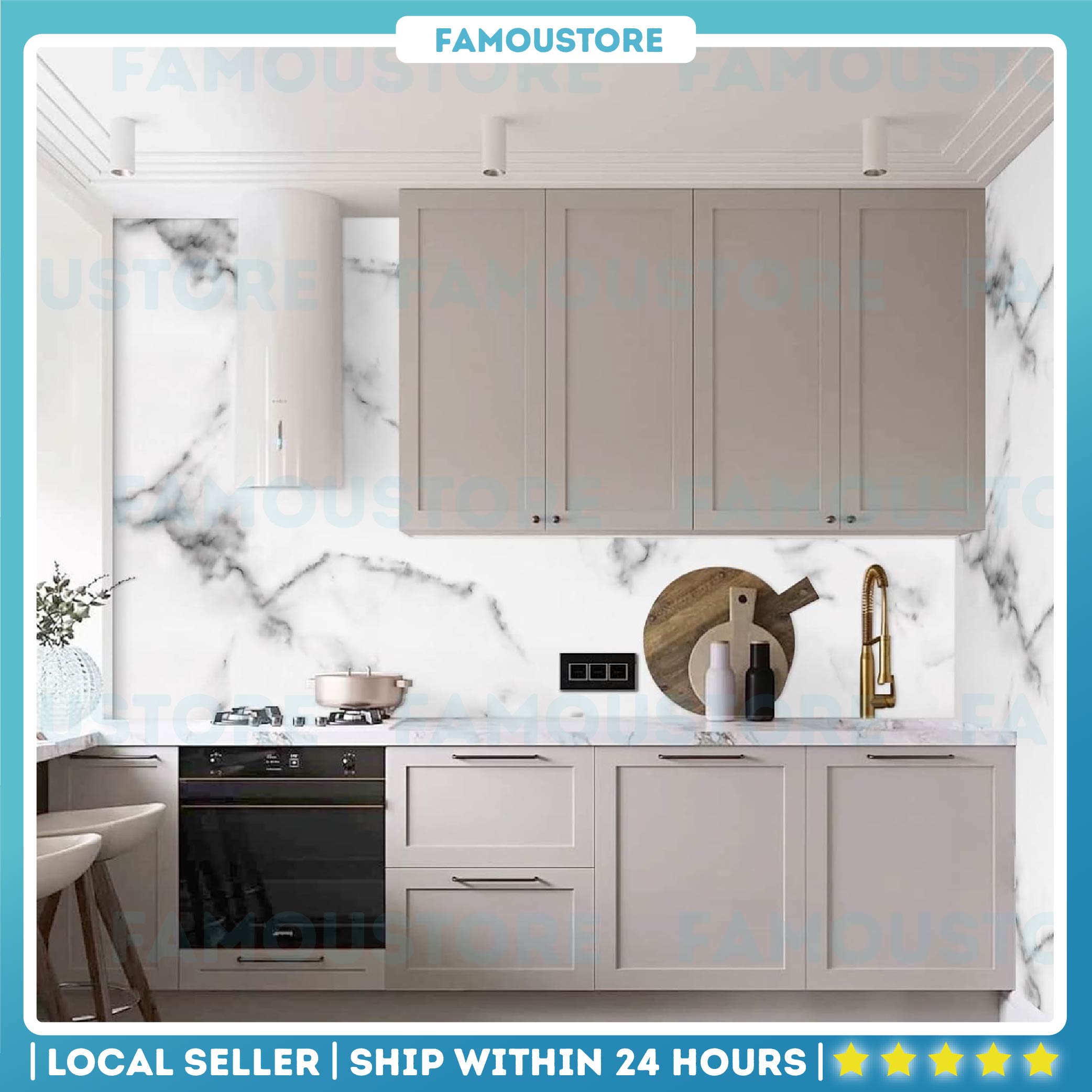 120x300CM Kertas Dinding Marmar Premium Stiker Dinding TV & Ruang Tamu ...