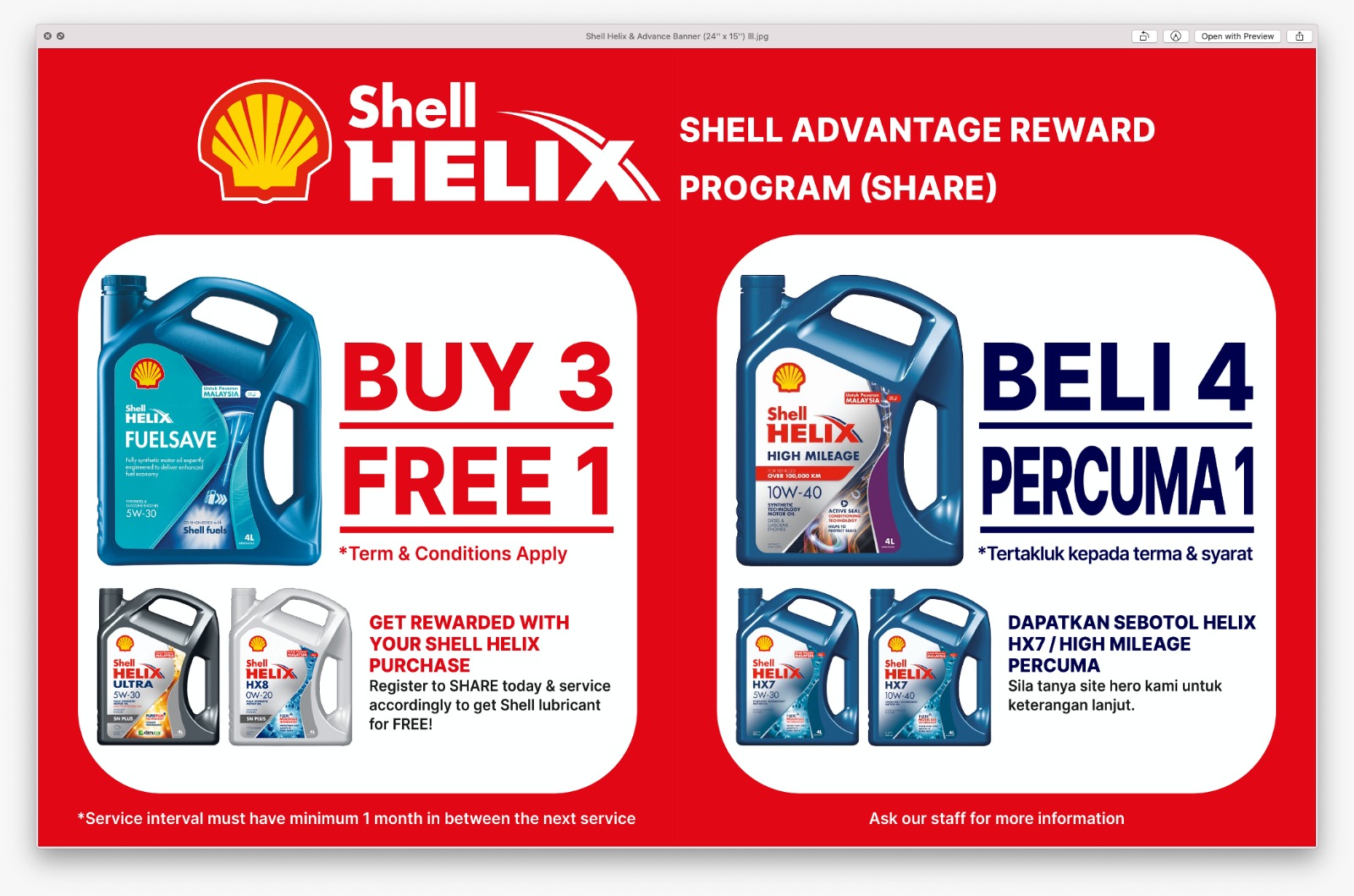 ORIGINAL SHELL MALAYSIA Helix Vpower 0W40 4L+ EXCLUSIVE SHELL FREE GIFT ...