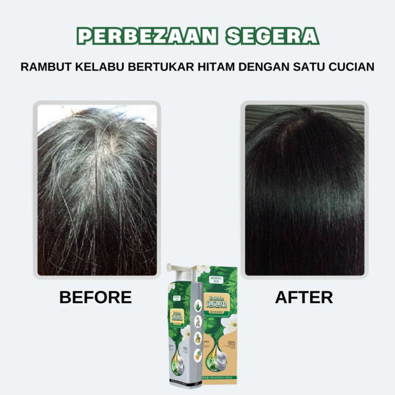 200ml Beirou Herbal Shampoo Hair Dye Bubble Dye Untuk Rambut Hitam ...