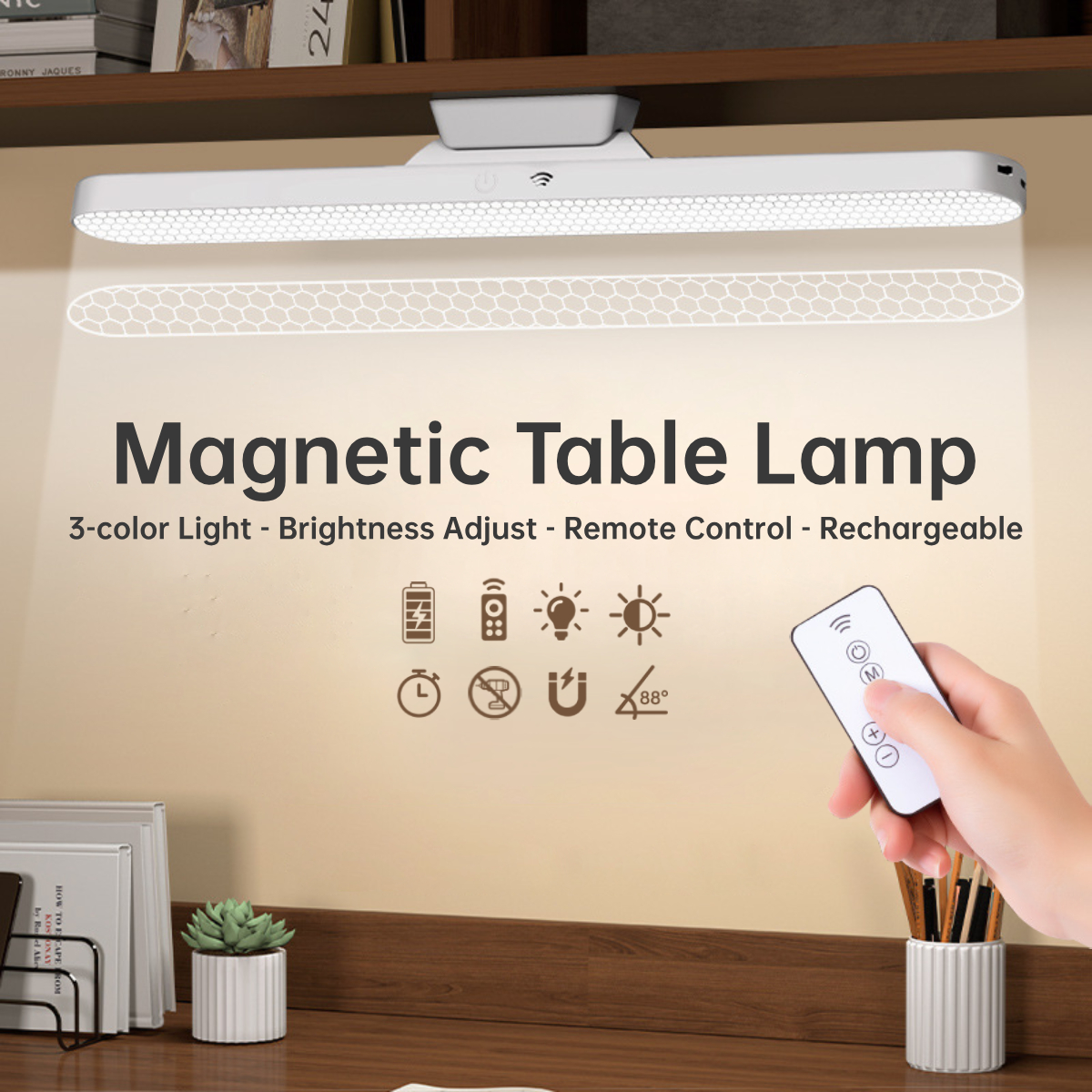 Magnetic Led Strip Light for Bedroom 3 Colors USB Rechargeable Table ...