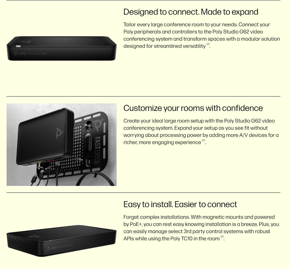 Poly Studio G62 Video Conferencing System With Mounting Plate Kit ...