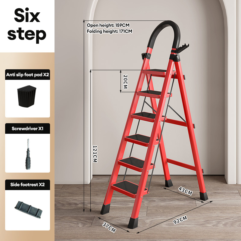4/5/6 Steps Foldable Ladder Tangga Lipat Heavy Duty Ladder Foldable ...