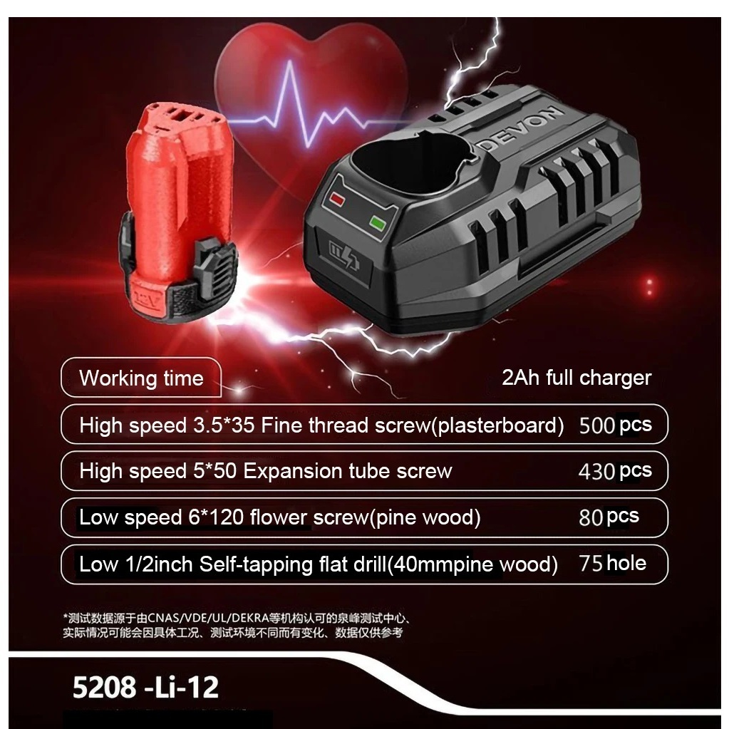 DEVON 5208-Li-12 / 5208-Li-12Z 12V Cordless Brushless Drill Driver 50N ...