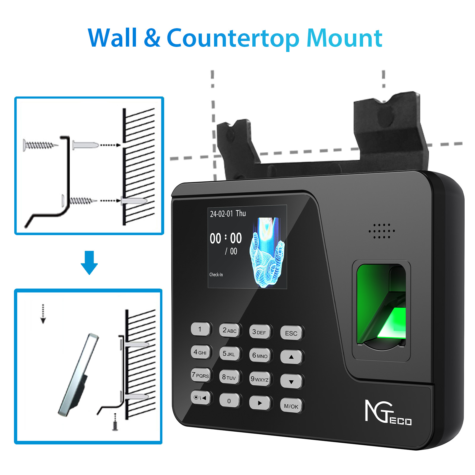 NGTeco Biometric Attendance Machine Punch Card Machine Thumbprint ...