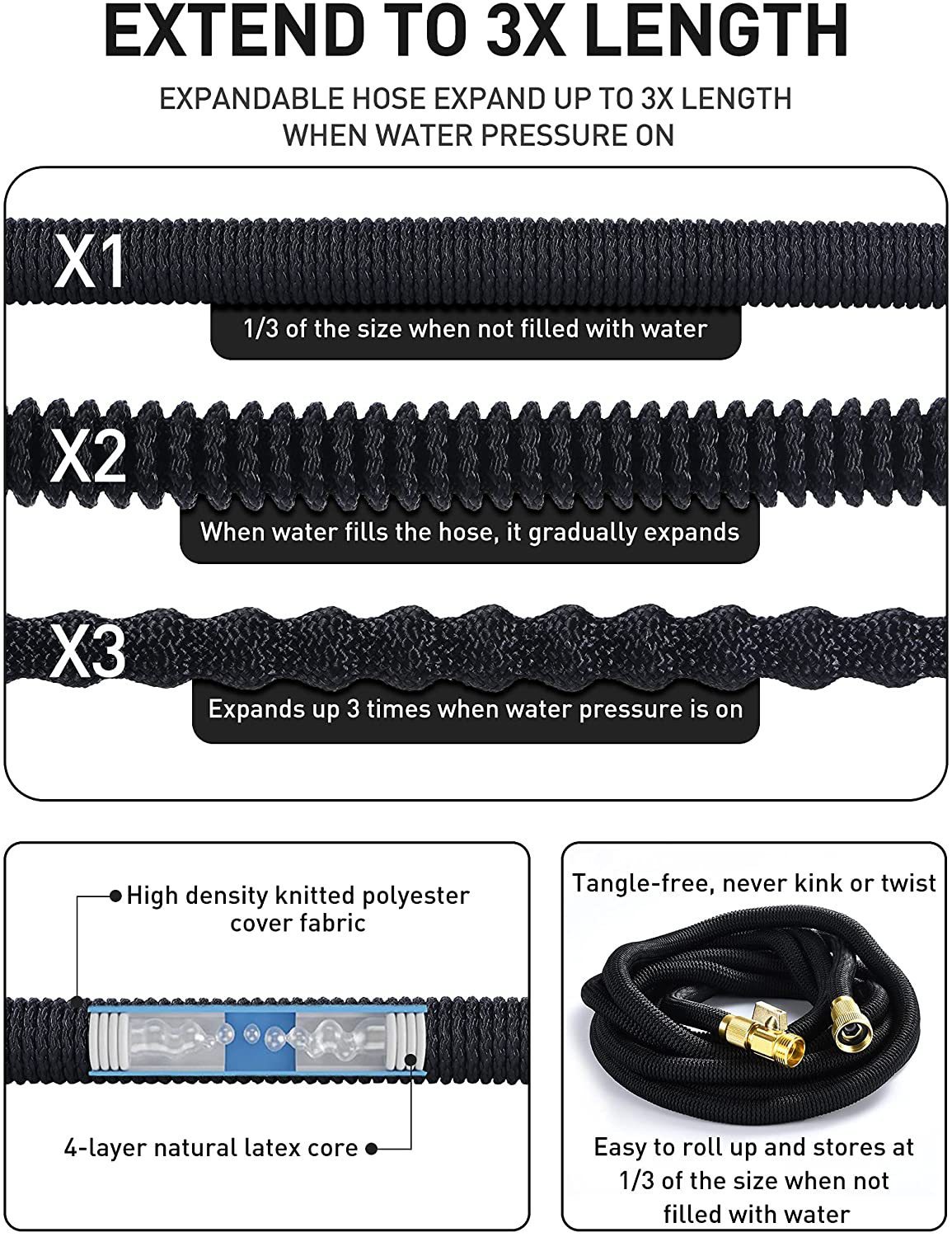 HighPressure Expandable Outdoor Car Washer Garden Hose Pipe Water Spray ...