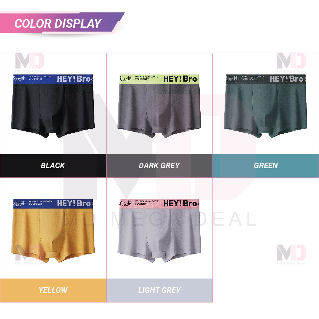 《Mega Deal》Hey Bro 5pcs/Set Men Boxer L-4XL Underwear Men Boxer Lelaki ...