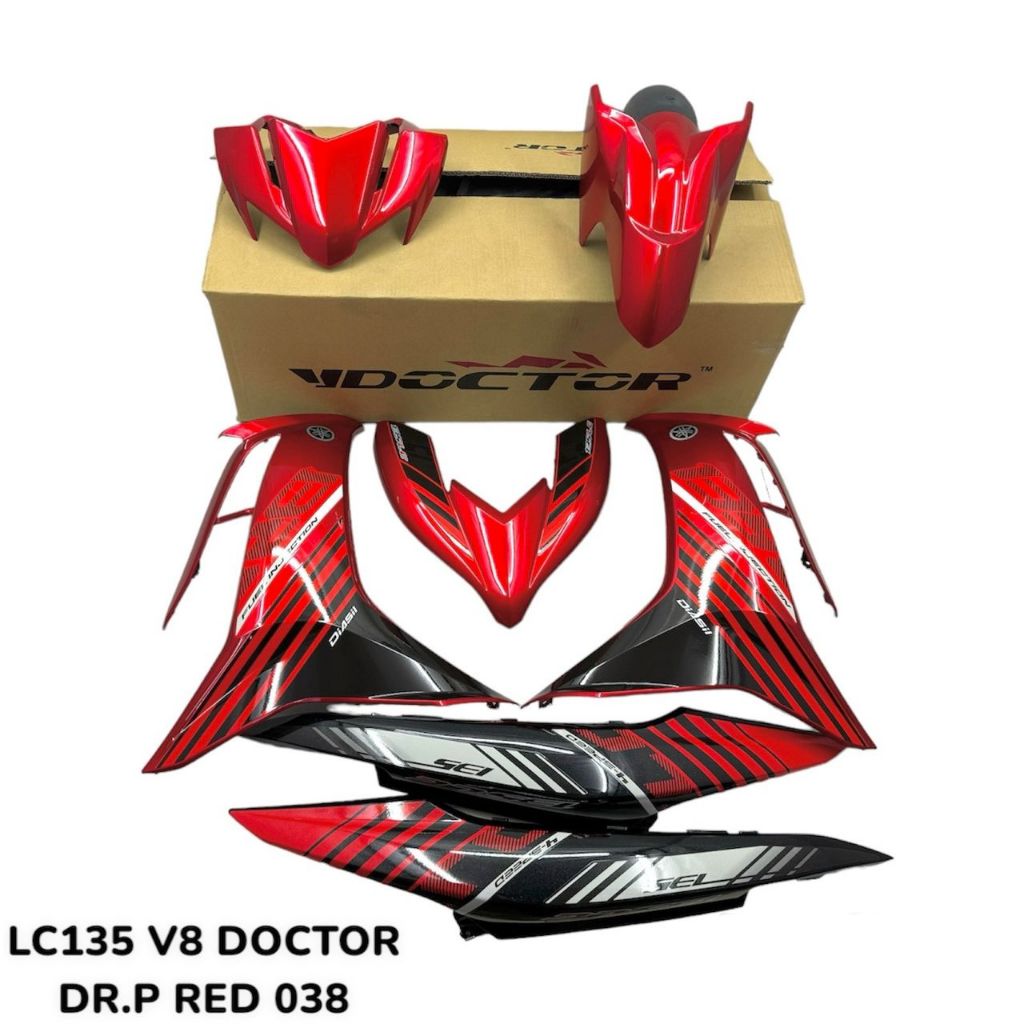 MOTORCYCLE COVERSET LC135 LC V8 RED METALIC BLACK MERAH BATMAN 2015 L8 ...