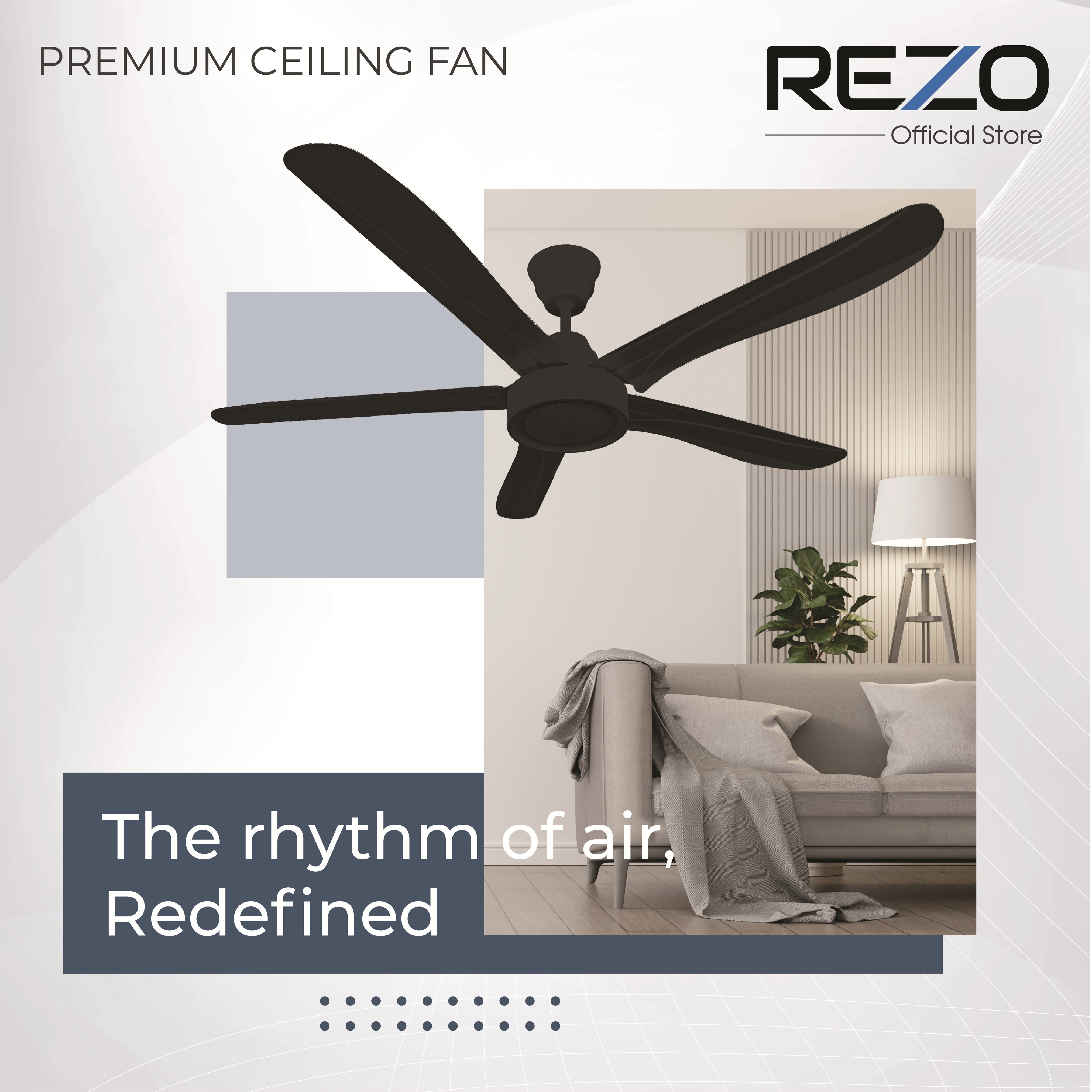 REZO Classic Series 56" 5 Blades AC Motor Ceiling Fan With Regulator ...