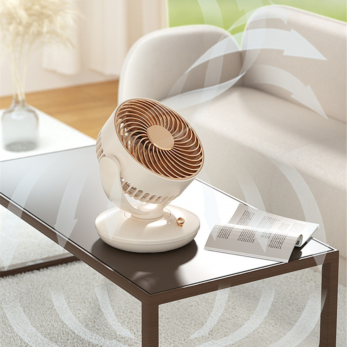 Mini Oscillating Desktop Fan Rechargeable Silent Strong Wind Suitable ...