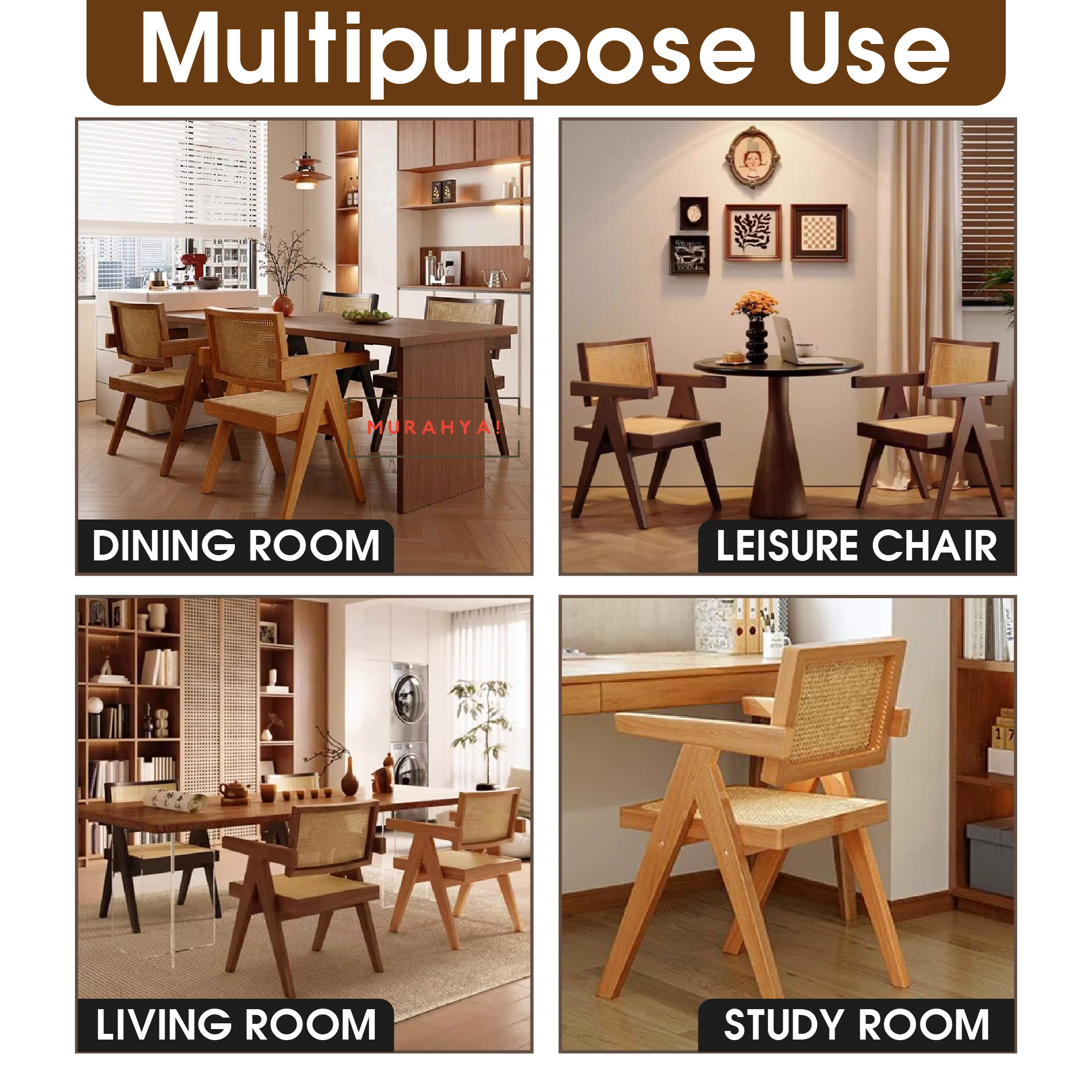 Kerusi Rotan Klasik Rattan Chair Nordic Dining Chair Rattan Kerusi ...