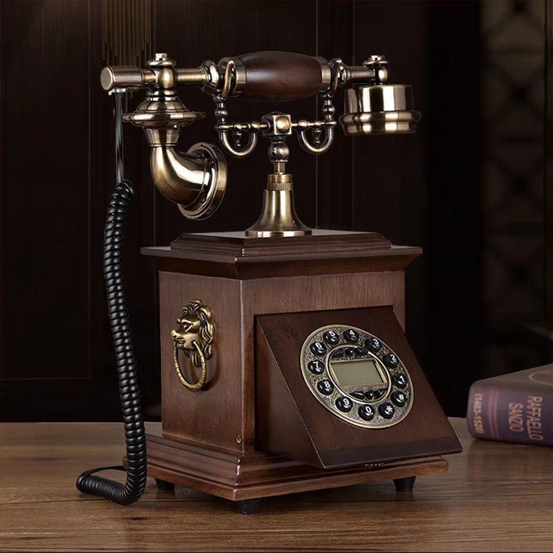 Retro telephone European antique landline old-fashioned button solid ...