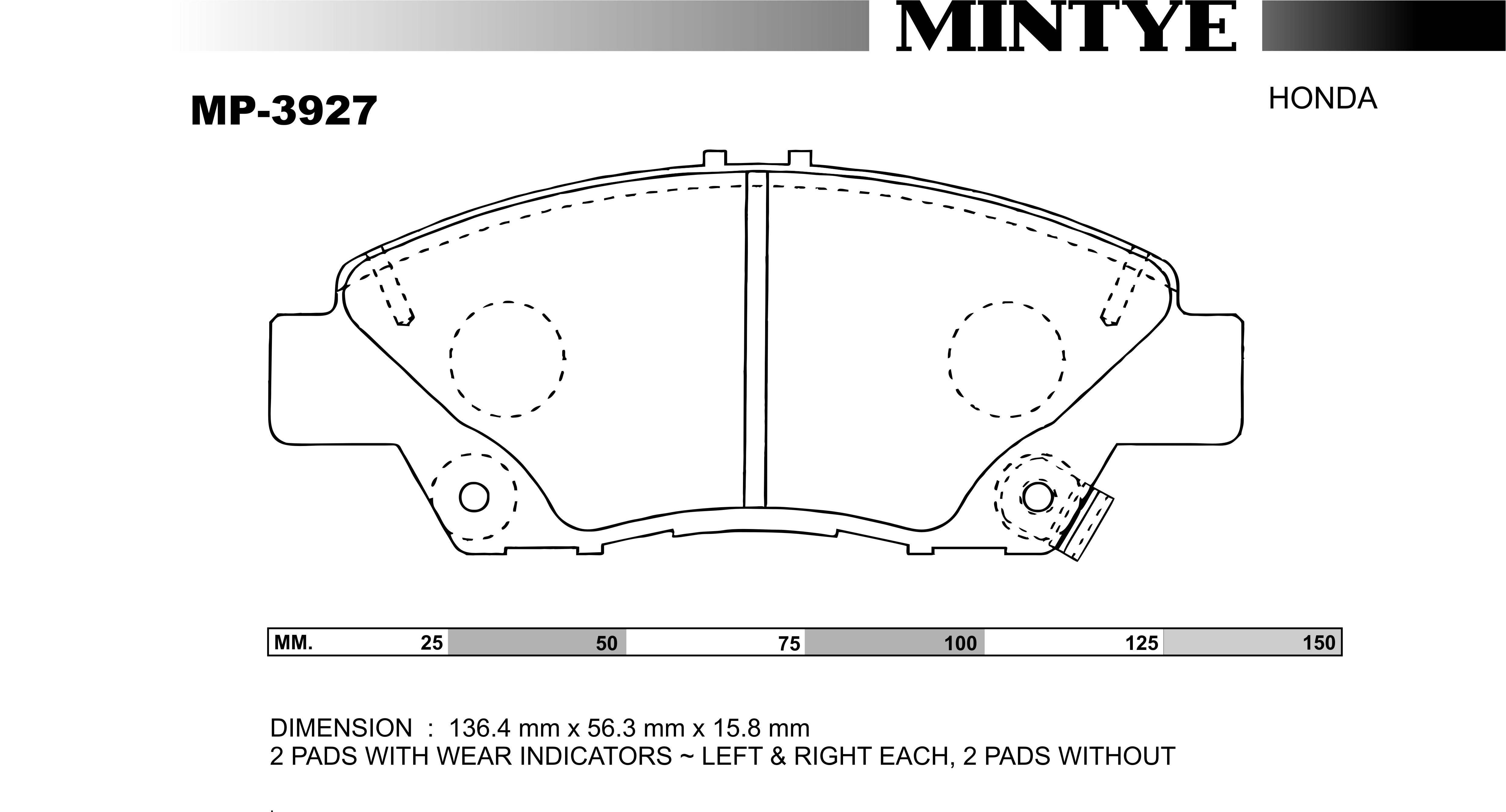 Mintye Front Brake Pad For Honda Civic City Jazz Insight MP-3927 MP ...