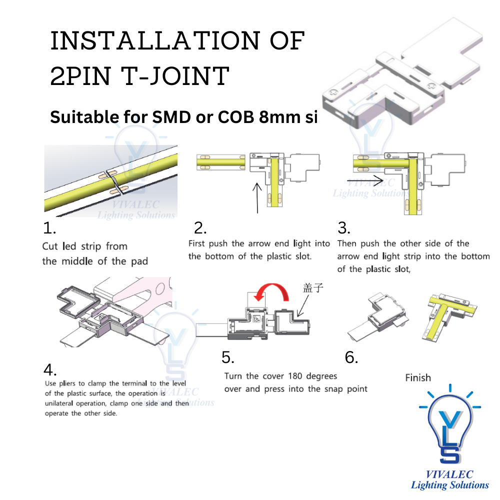 LED Strip COB and SMD Connector Joint for 8mm Solder free (2Pin ...