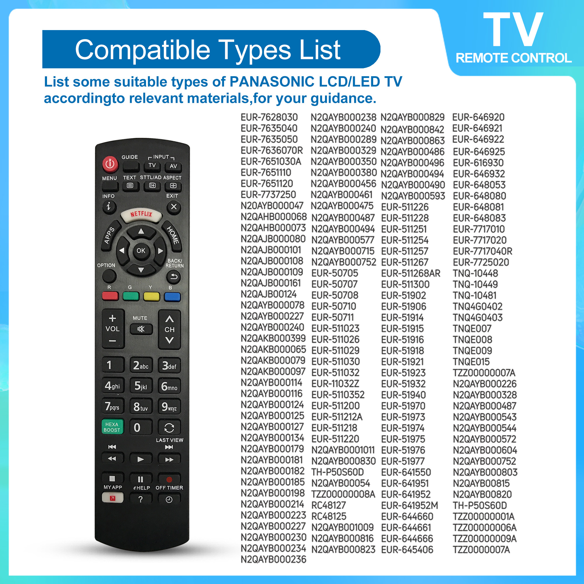 Universal TV Remote Control Compatible Replacement for Panasonic TV ...