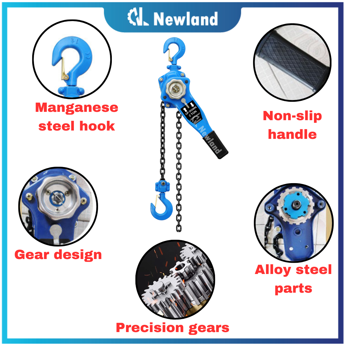 Lever Block 1 Ton / 2 Ton x 1.5m / 3m / 6m / Level Block Chain Hoist ...