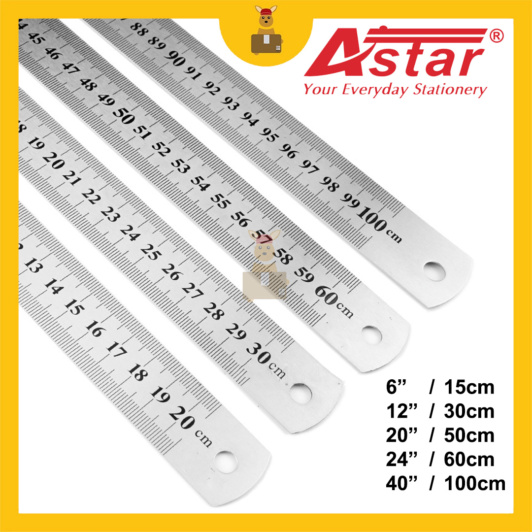 ASTAR Stainless Steel Ruler Metal Thickness Ruler (15cm / 30cm / 50cm / 60cm) | Shopee Malaysia