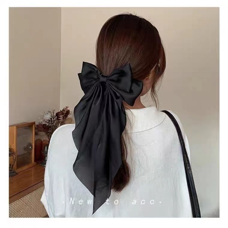 Big Bow Clip Korea Elegant Ladies Long Bow Hair clip Large Size Ribbon ...