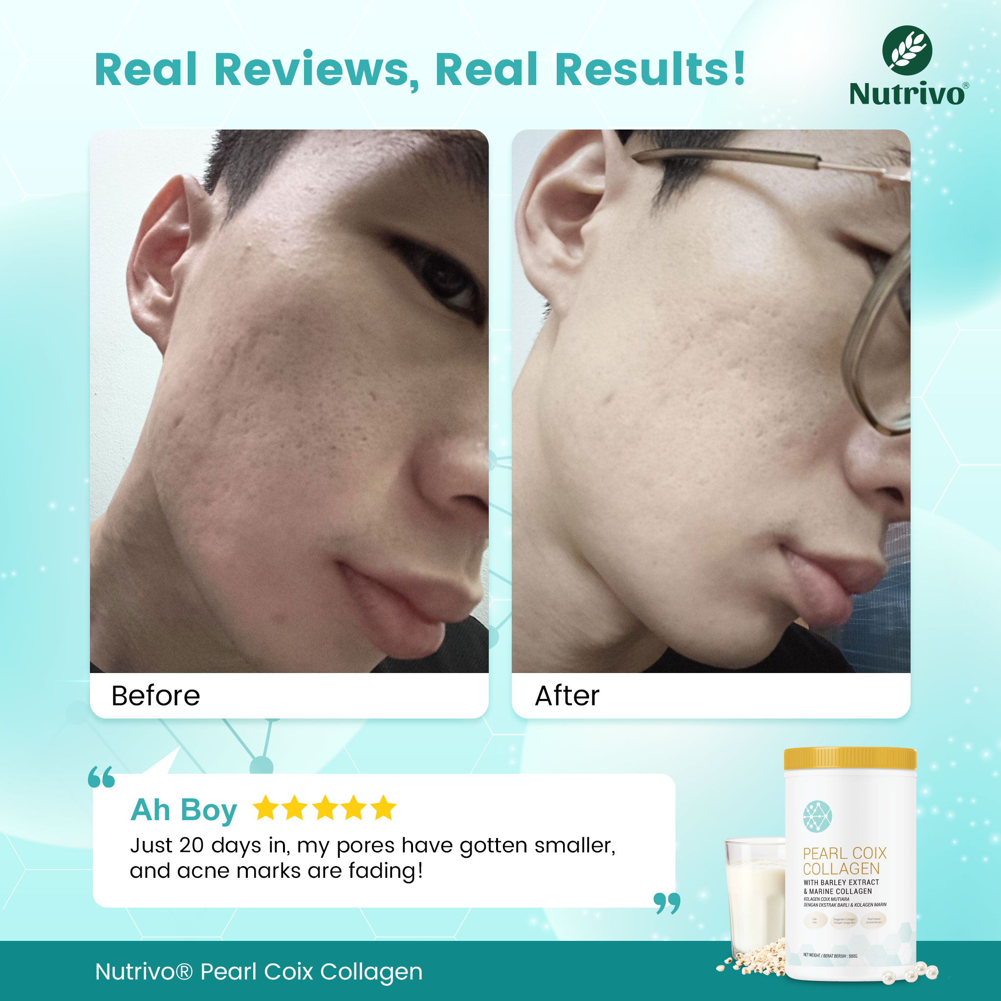 [Bundle Set] Nutrivo Pearl Coix Collagen 500g | Skin Glow Beauty Drink ...