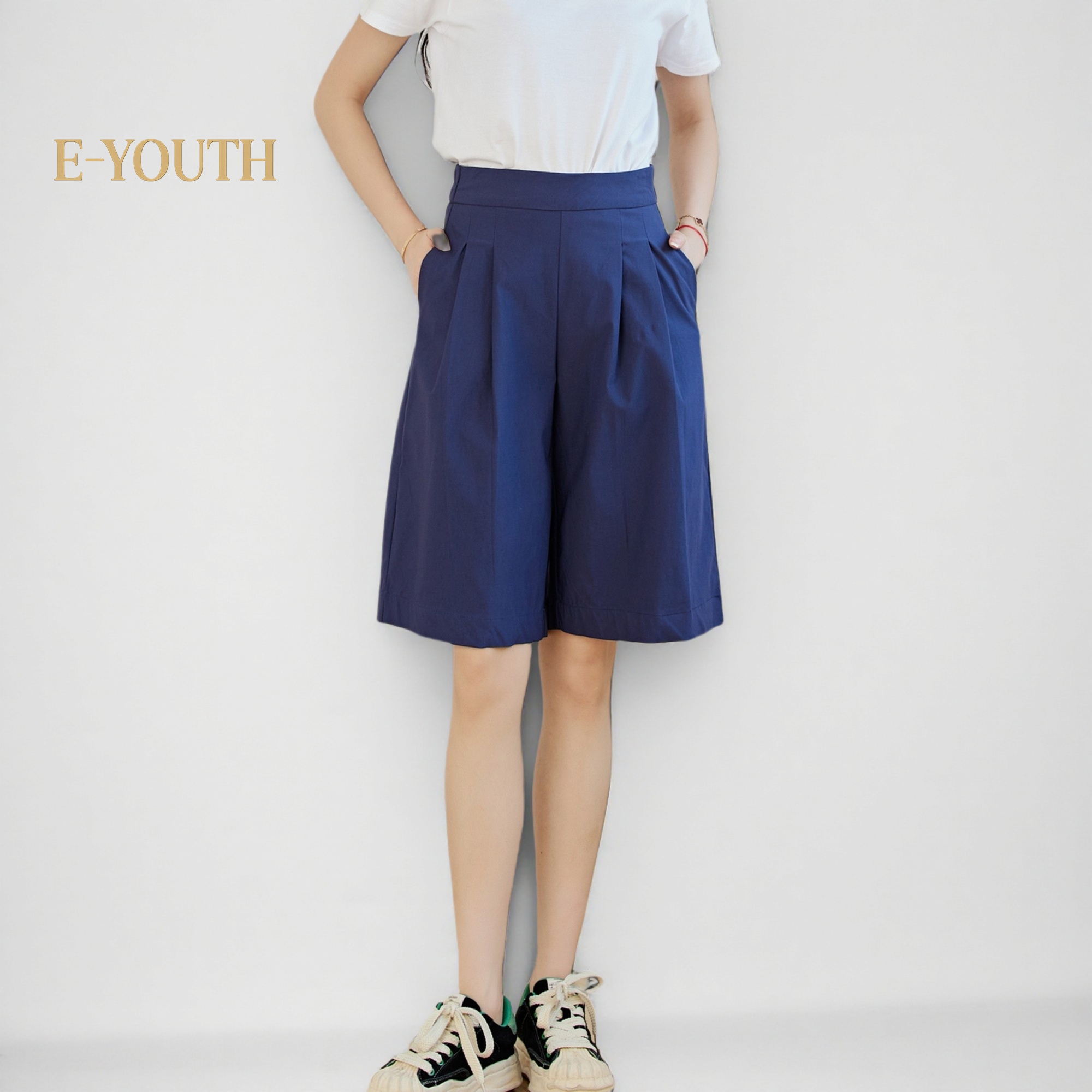 Eyouth 20161 Pleated A-Line Culottes Knee length ladies short pant ...