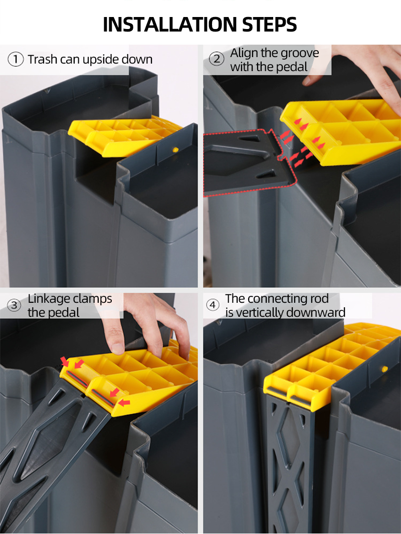 Heavy Duty Plastic Trash Bin 20L 30L 50L 80L 100L with Step Foot Pedal Kitchen Garbage Trash Can ...