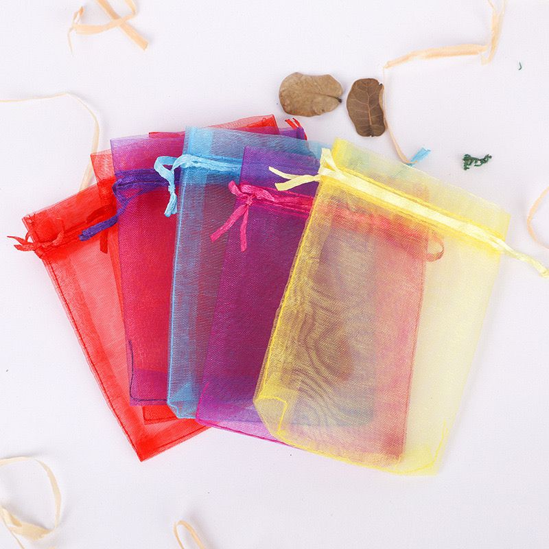 Beg Organza Premium Tebal, Beg Tali Tarik Berwarna-warni, Pouch Organza ...
