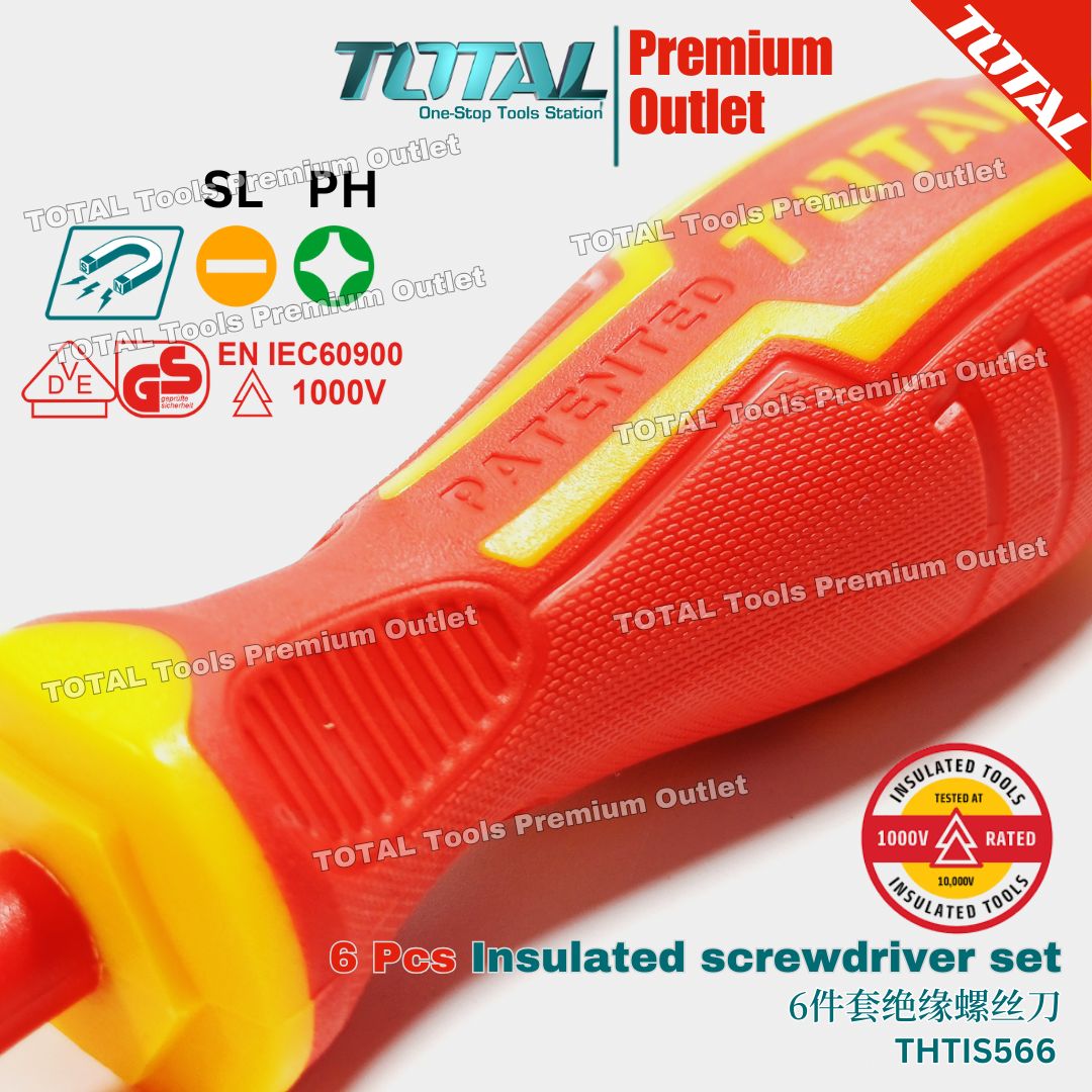 TOTAL Tools 6pcs insulated screwdriver set PH , SL, w/ Aluminum frame ...