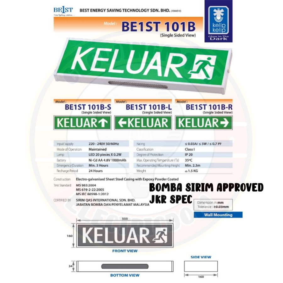 KELIP KELIP 101B LED Flashing Out Keluar Sign BE1ST 101B & KS88P (Sirim ...