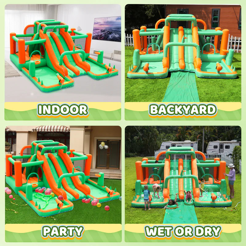 Spot goods Large inflatable slide castle swimming pool outdoor ...
