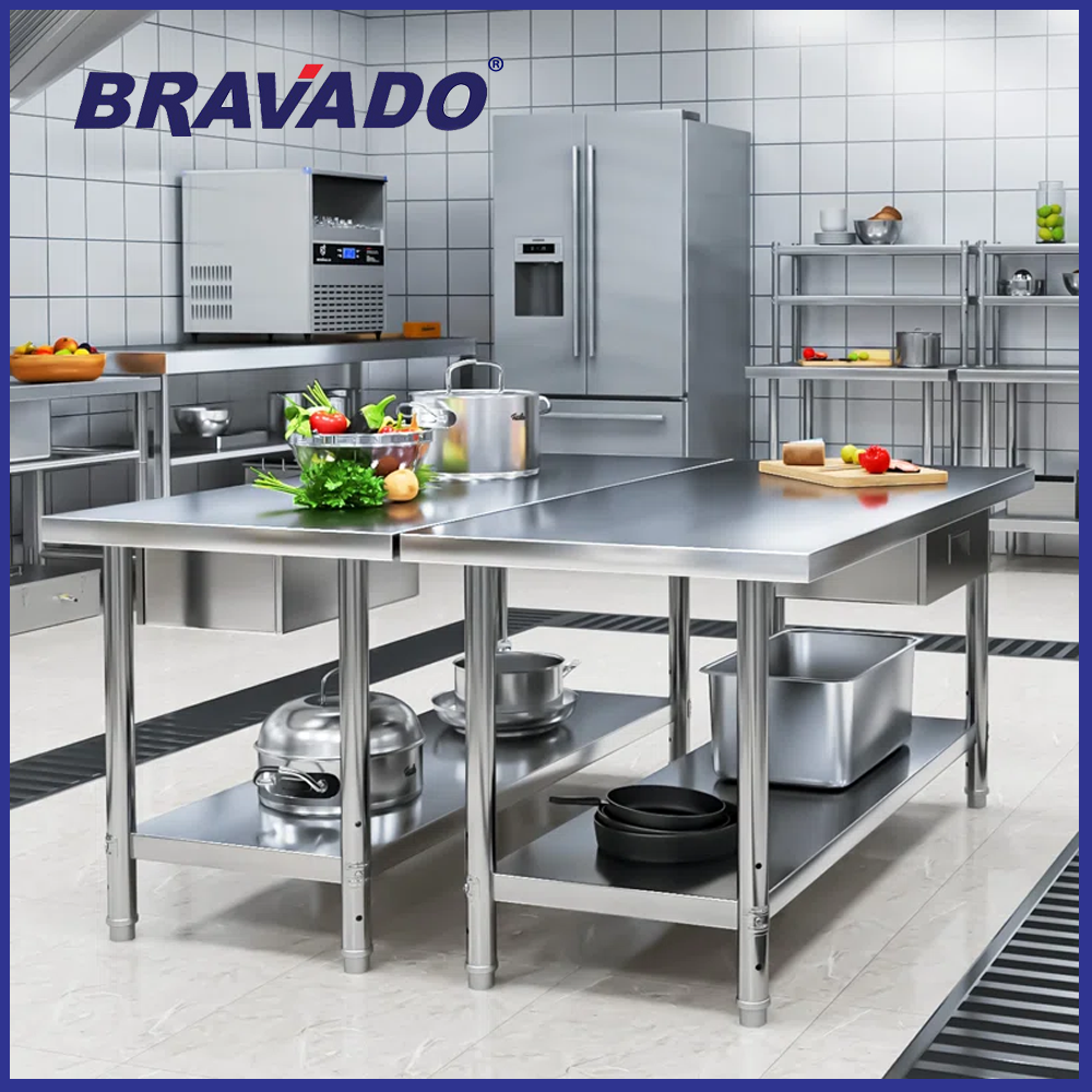 BRAVADO【1.0MM THICK】Meja Stainless Steel Working Table SUS 304 Meja ...