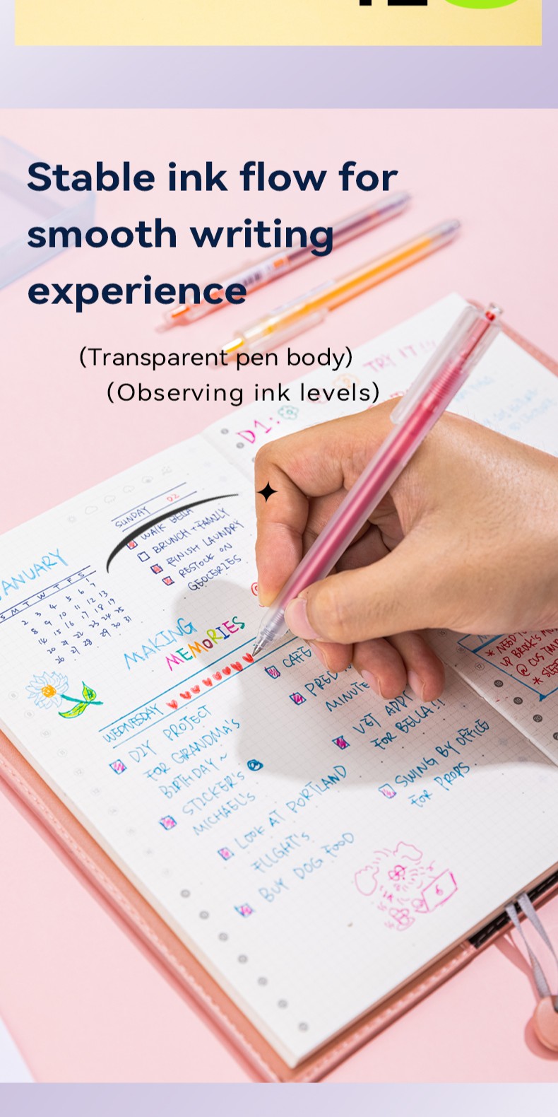 Deli Delight Gel Pen Multiple Colour Pens 0.5mm Smooth Writing Bright ...