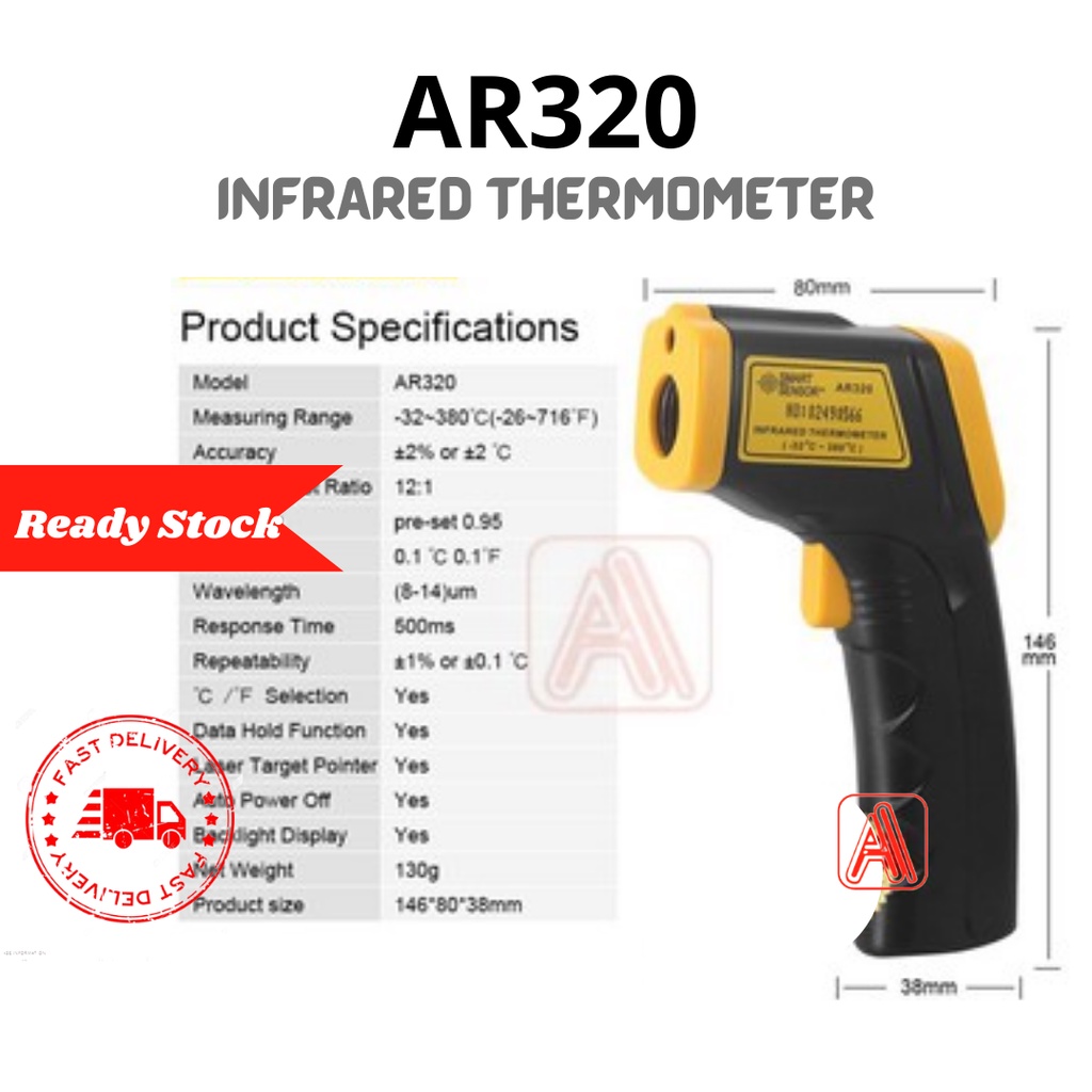 MESTEK IR01A( -50~380℃ ) / Smart Sensor AR320 -32~380℃ (-26~716 ...