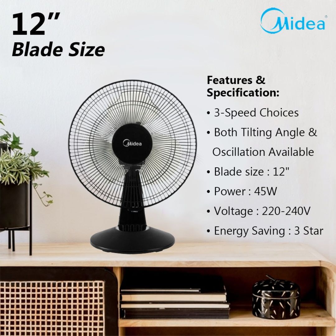 Midea Kipas Meja 12” Table Fan MF-12FT16JC | Shopee Malaysia