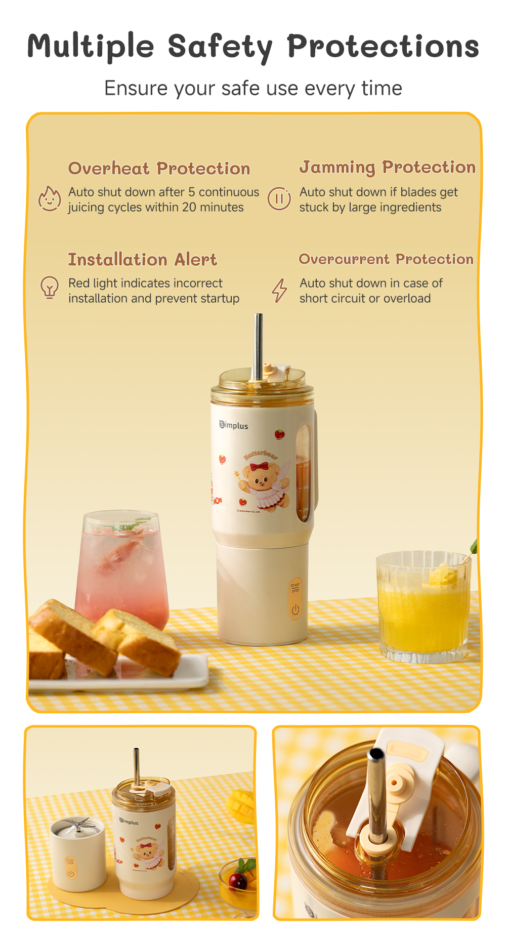 【Simplus×Butterbear】Portable Blender Wireless Juicer Cup Fashionable To ...