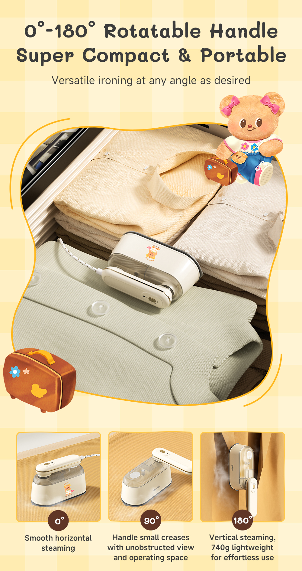 【Simplus×Butterbear】Steam Iron Dry & Steam Ironing 180° Rotatable ...