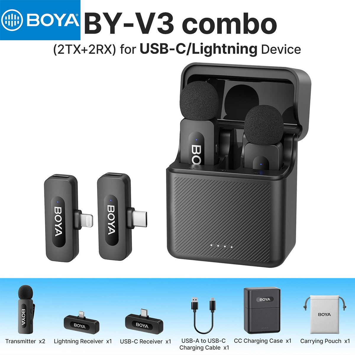 Boya BY-V3 Series 2.4 GHz Dual-Channel Wireless Microphone | Shopee Malaysia