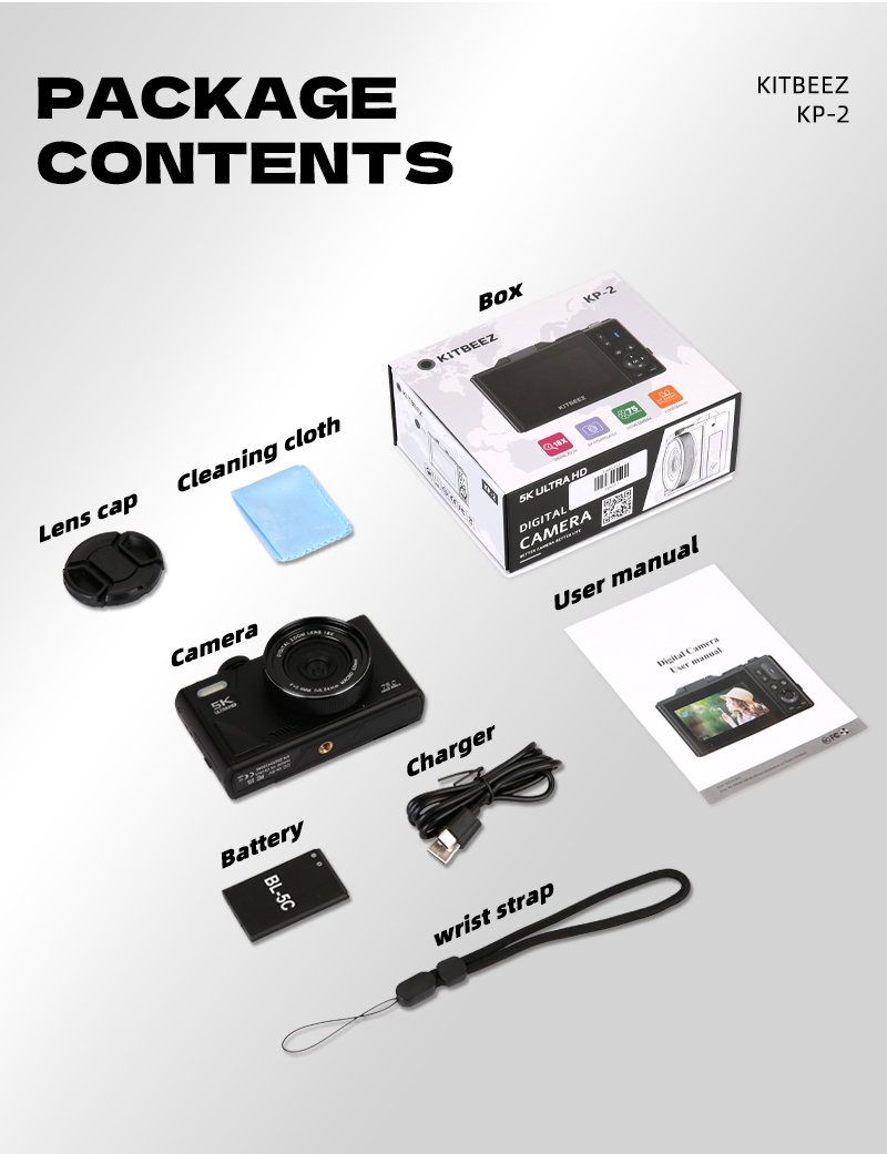 KiTBEEZ🔥18X WIFI Digital Camera 75MP 5K Retro Digital CCD Camera 180 ...