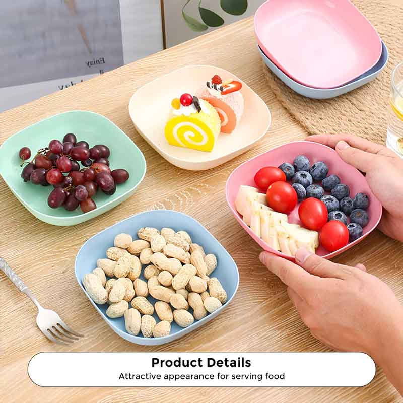 Wheat Straw Plates Square Tableware Bone Plates Lightweight Fruit Snack ...