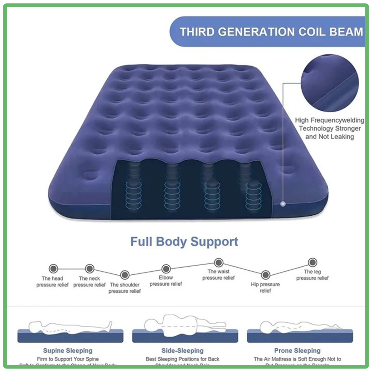 RNR/Tilam Angin Kemping Tebal – Portable Blue Air Mattress with Pump ...