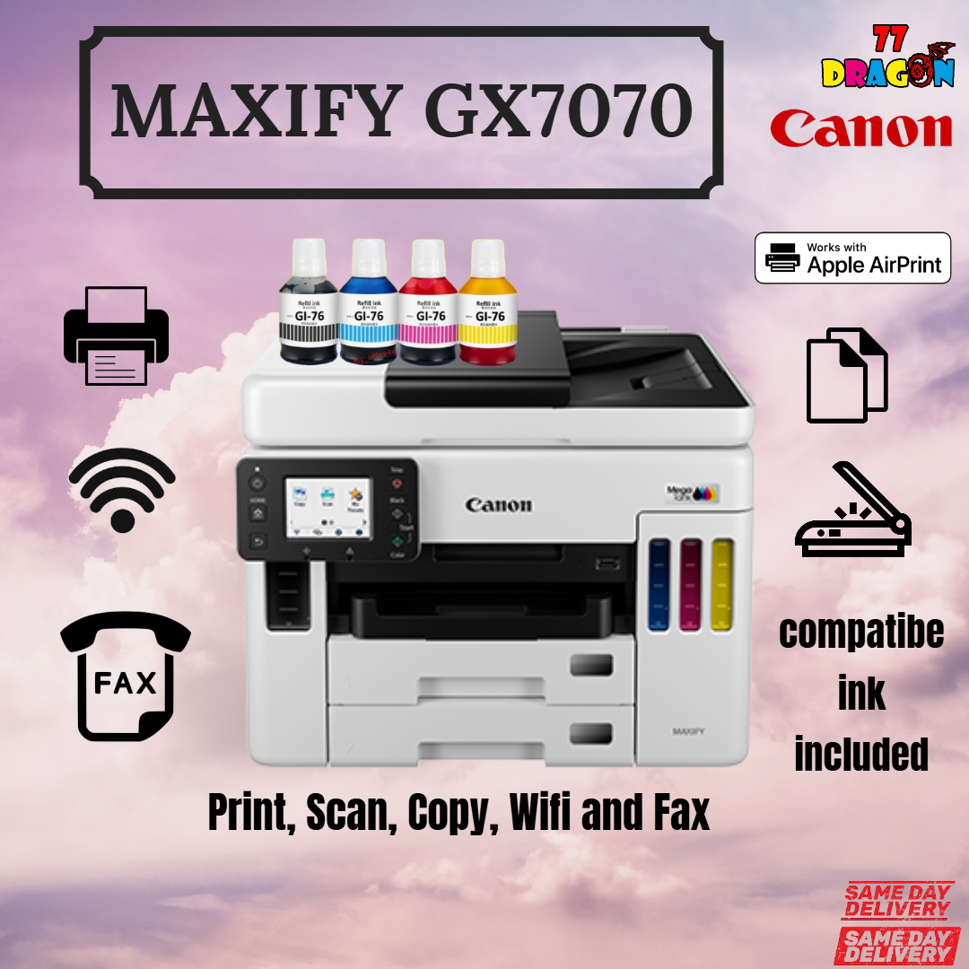 Canon Printer MAXIFY GX7070 With Compatible Ink - Print, Scan, Copy ...