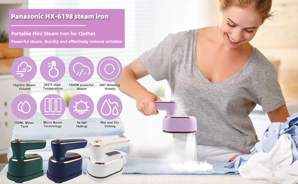 Panasonic HX-6198 steam iron Mini 1200W Handheld Portable Rotatable ...