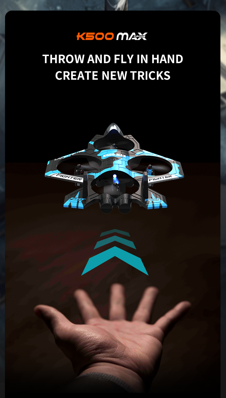 K500Max Fighter Jet Quadcopter Drone Stunt Light RC Airplane Four Channels Hovering High ...