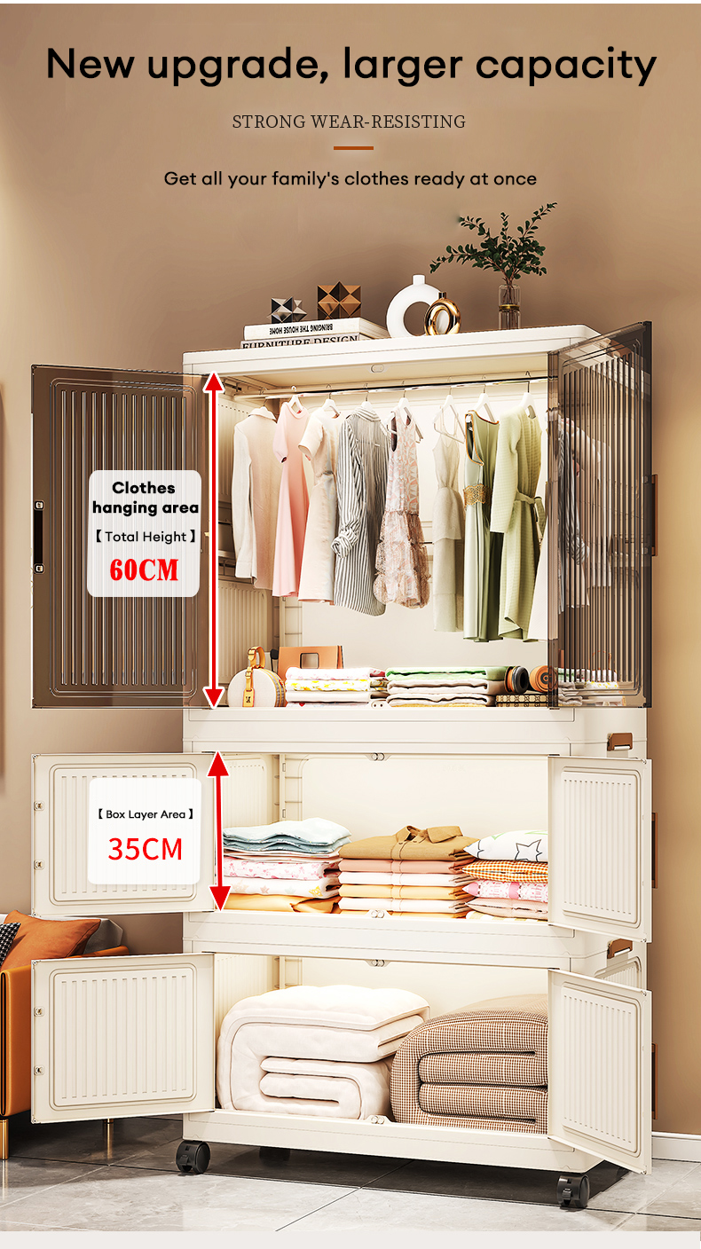 80cm Large Size Foldable Portable Wardrobe Adult Clothes Storage ...