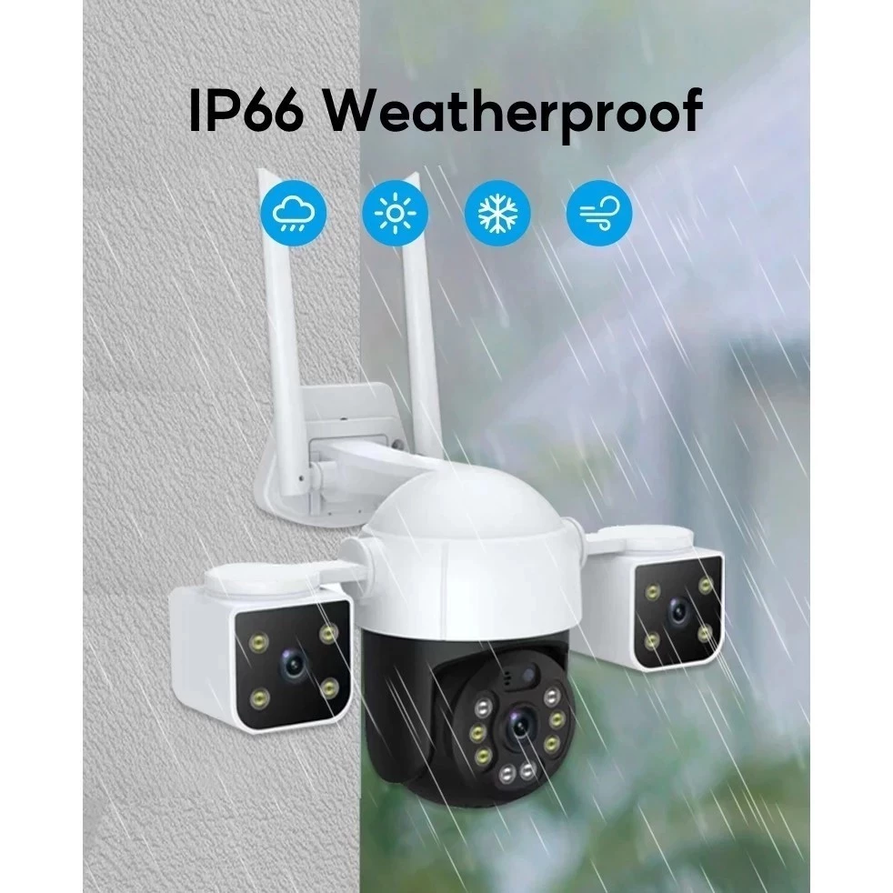 12MP 6K 3 Lens 3 Screen Camera CCTV Night Vision Outdoor Waterproof PTZ ...