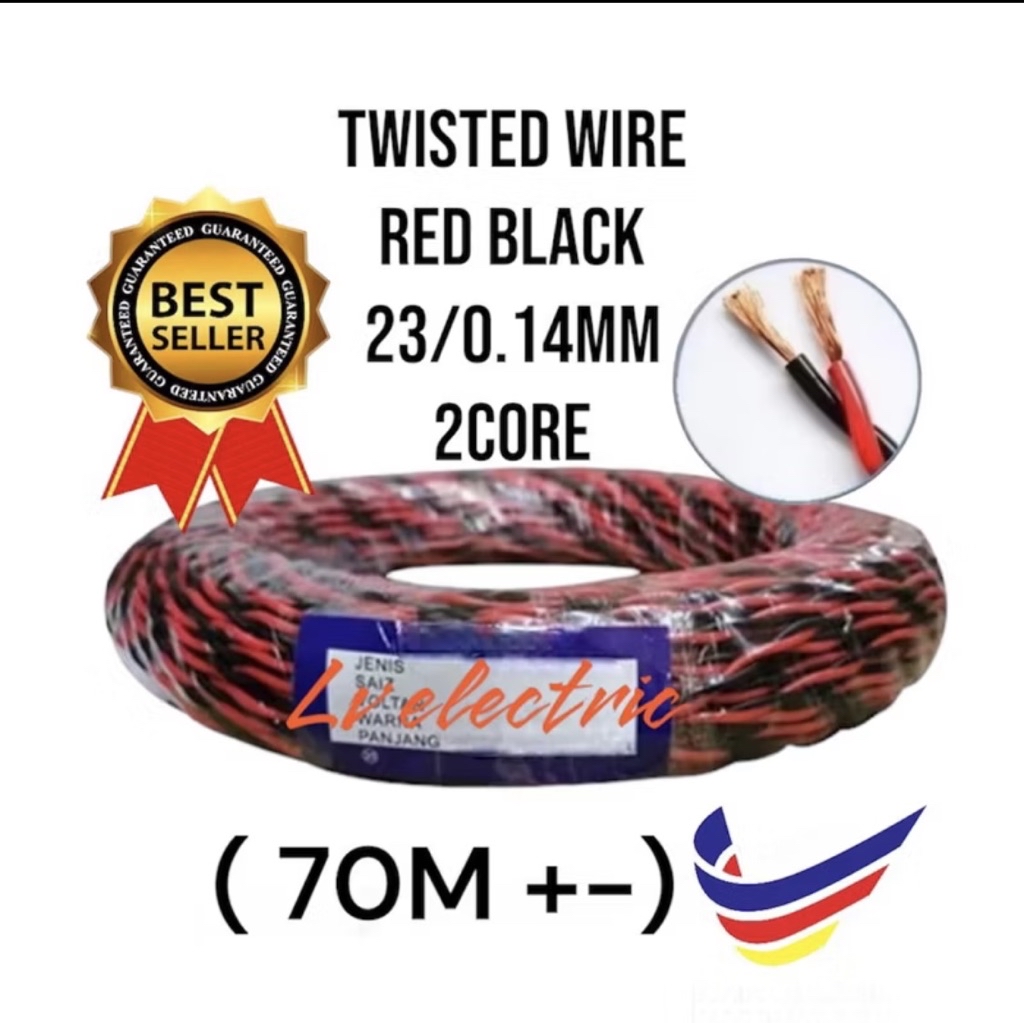 Twisted Wire Red Black 2 core 23/0.14mm Wayar Merah Hitam wayar 23/0 ...