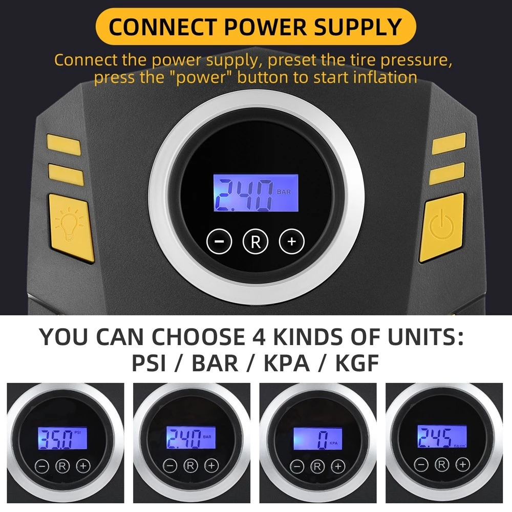 12V Portable Car Electric Tyre Pump Air Compressor Tire Inflator Car ...
