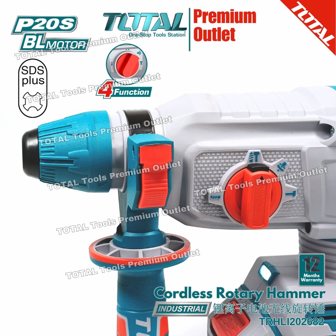 TOTAL Tools 20V Cordless Rotary Hammer (Brushless motor) 4 mode ...
