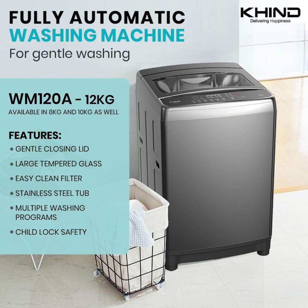 Khind Mesin Basuh Fully Auto Washing Machine (12 kg) WM120A | Shopee ...
