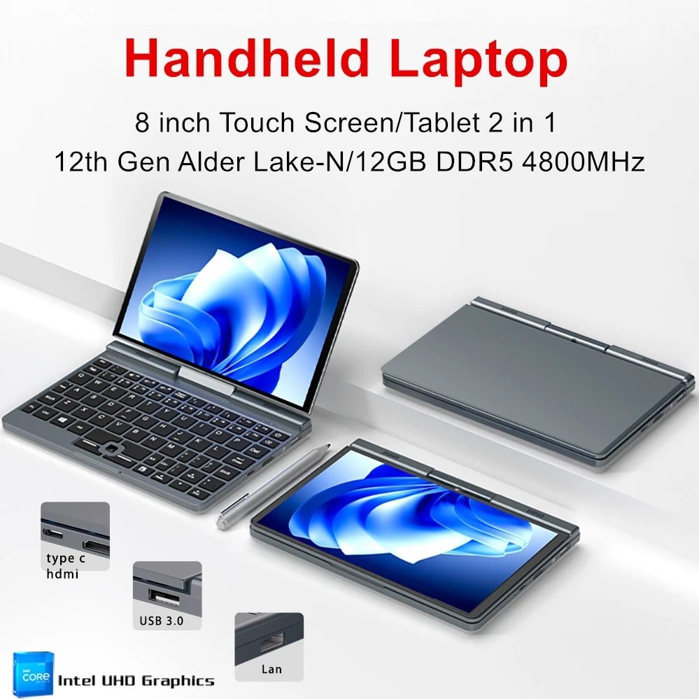 ORE PS8 8" Laptop Gaming Laptop Intel N150 DDR5 12GB RAM 1TB NVME SSD ...